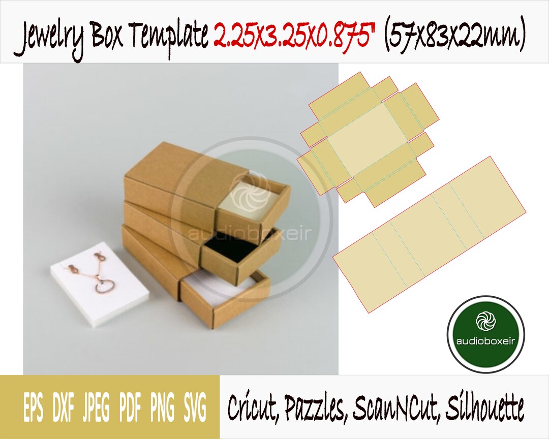 Template of Box for Jewelry With Sleeve (2.25"x3.25"x0.875") - Etsy