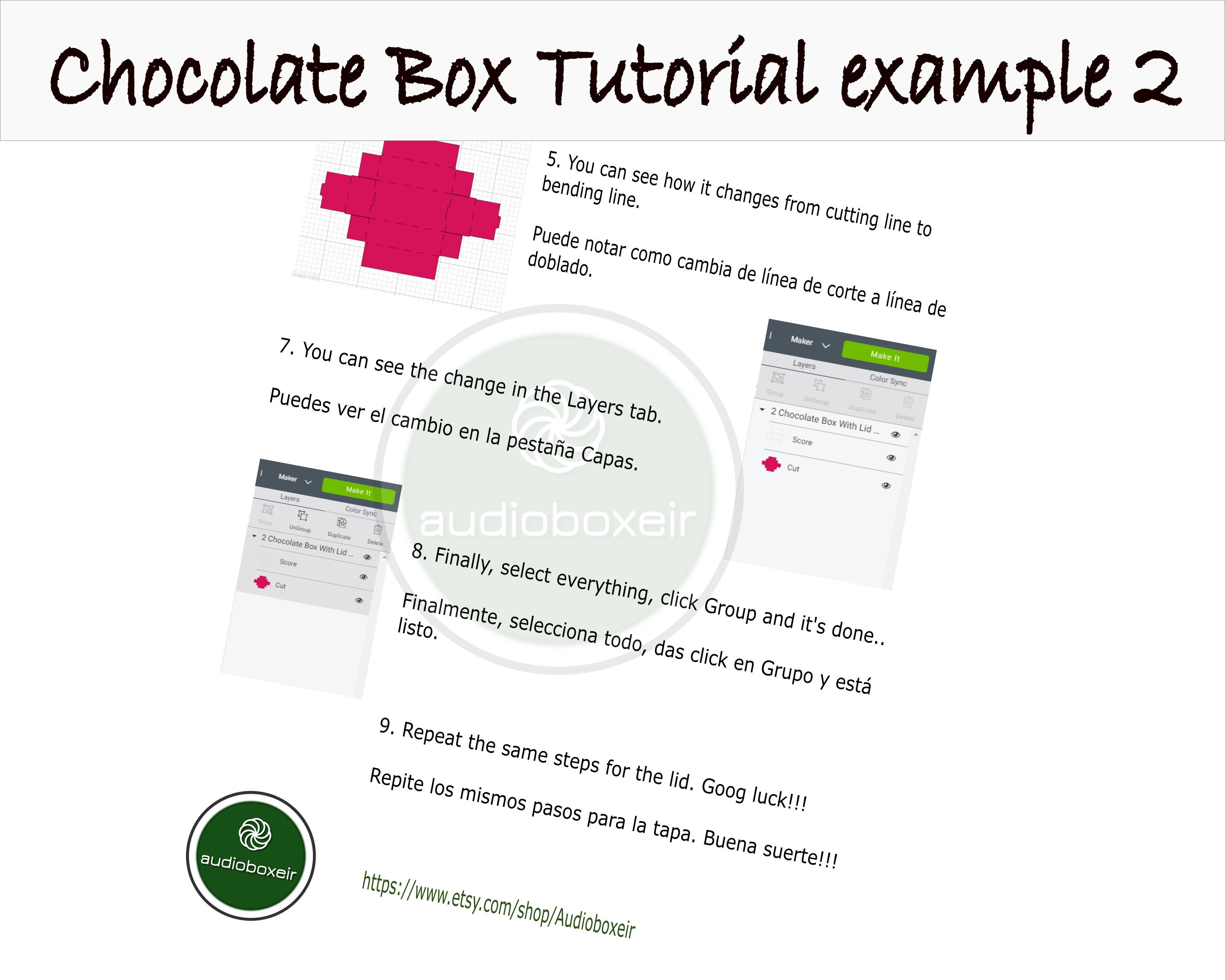 Template of Box for Chocolate With 4 Section Insert (7.5"x2"x1.25") - Etsy