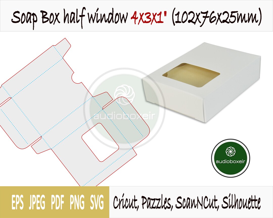 Template of Soap Box With Half Window (4"x3"x1") - Etsy