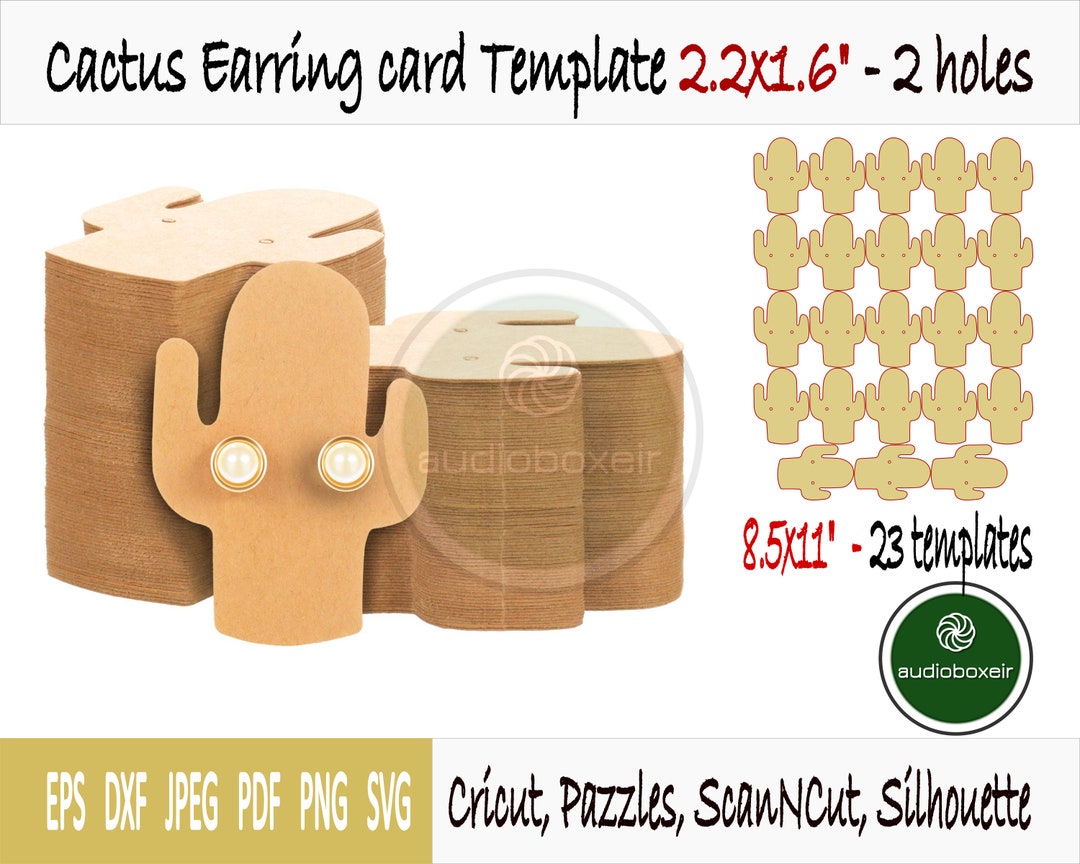 Template of Card for Earring Cactus Style (2.2"x1.6") - Etsy