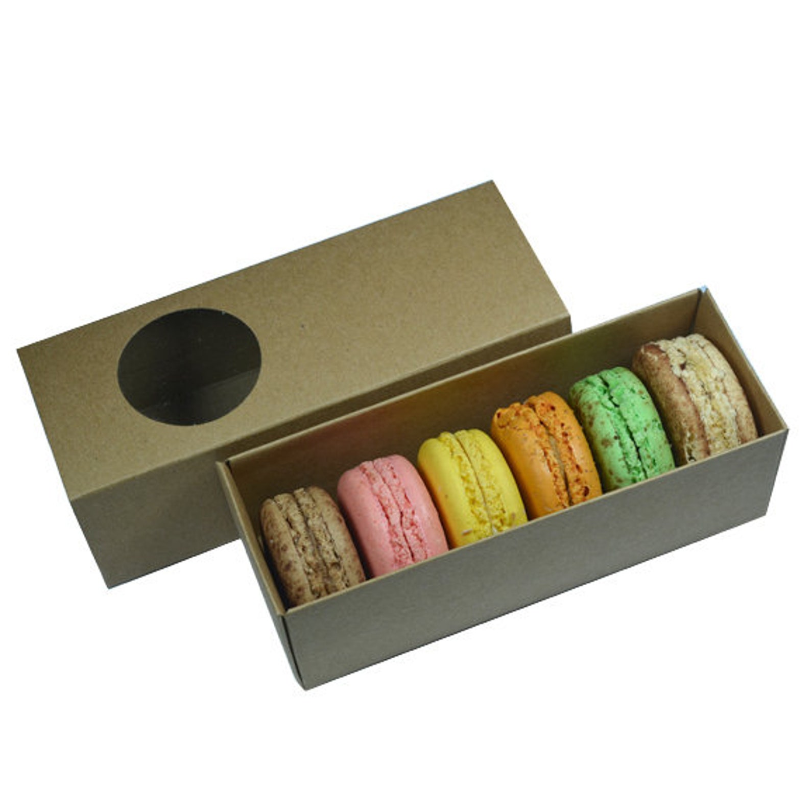 Template of Box for Macaron With Sleeve Round Window and 6 - Etsy