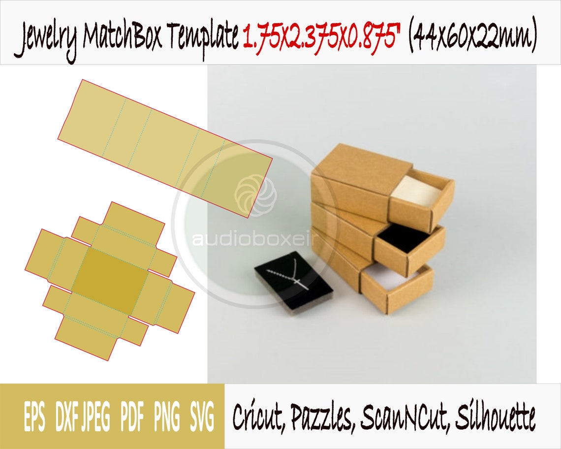 Template of Box for Jewelry With Sleeve (1.75"x2.375"x0.875") - Etsy