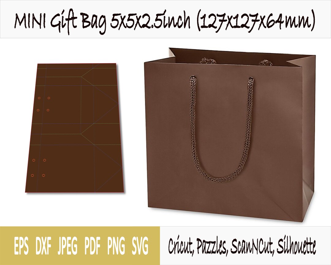 Template of Bag With Handles Mini Size 5x5x2.5 - Etsy