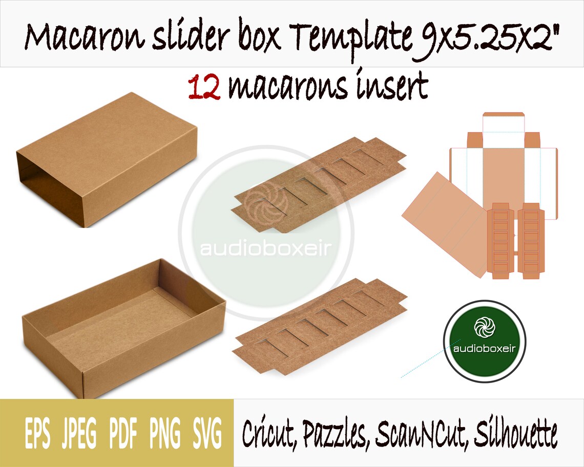 Template of Box for Macaron With Sleeve and 12 Section Insert - Etsy