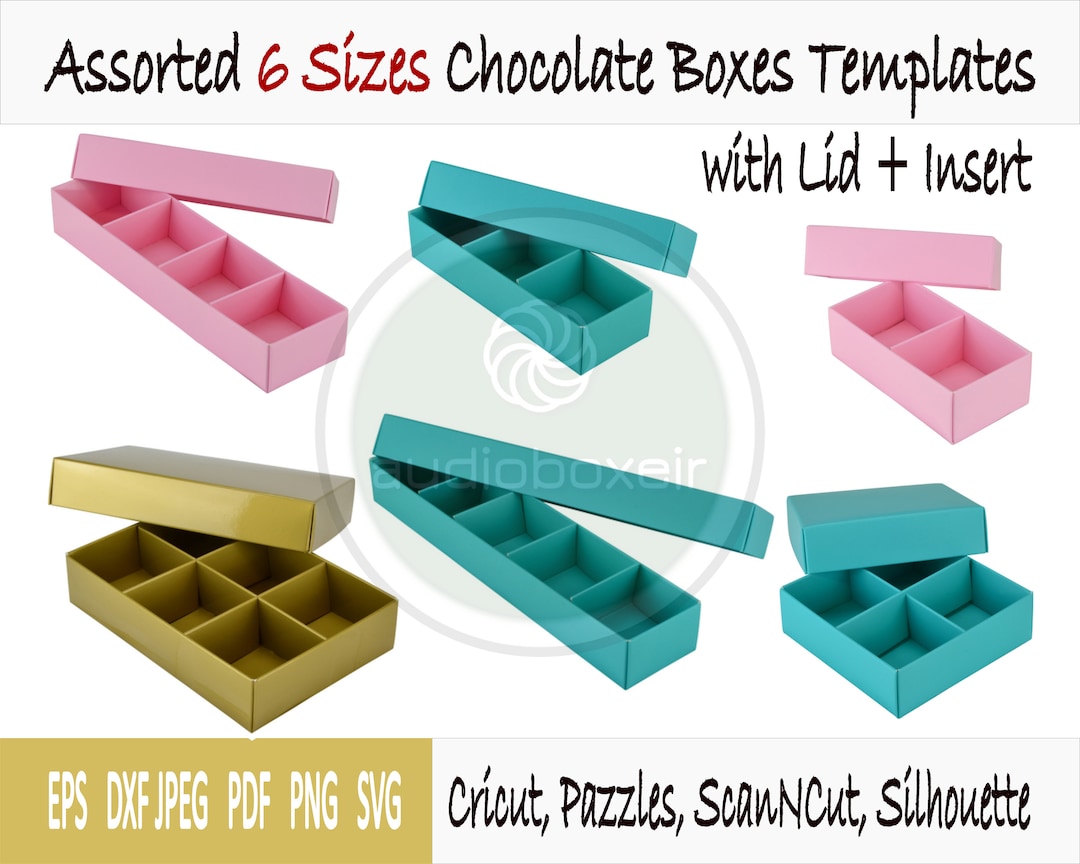 Templates of 6 Sizes of Box With Lid + Insert for Chocolates - Etsy