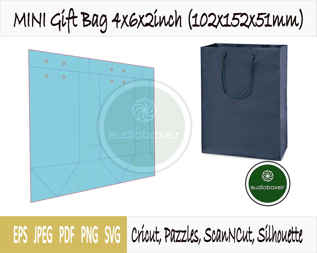Template of Bag With Handles Mini Size 4x6x2 - Etsy