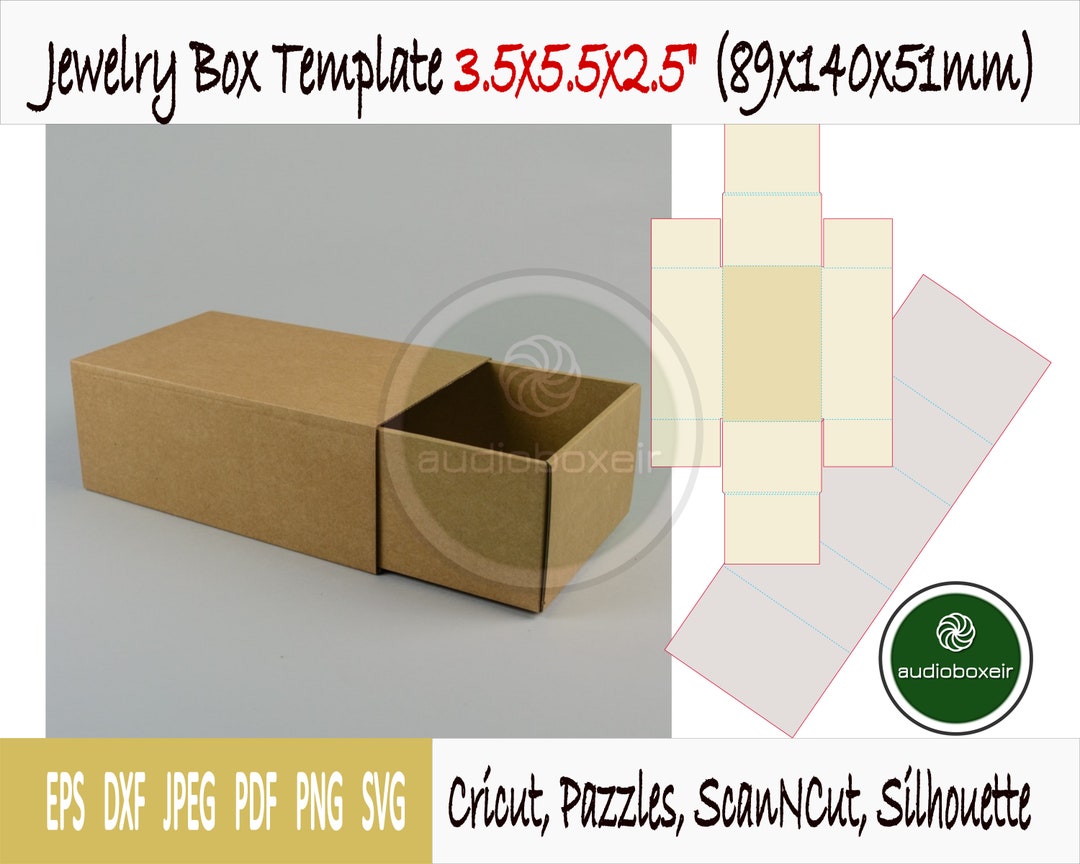 Template of Box for Jewelry With Sleeve (3.5"x5.5"x2.5") - Etsy