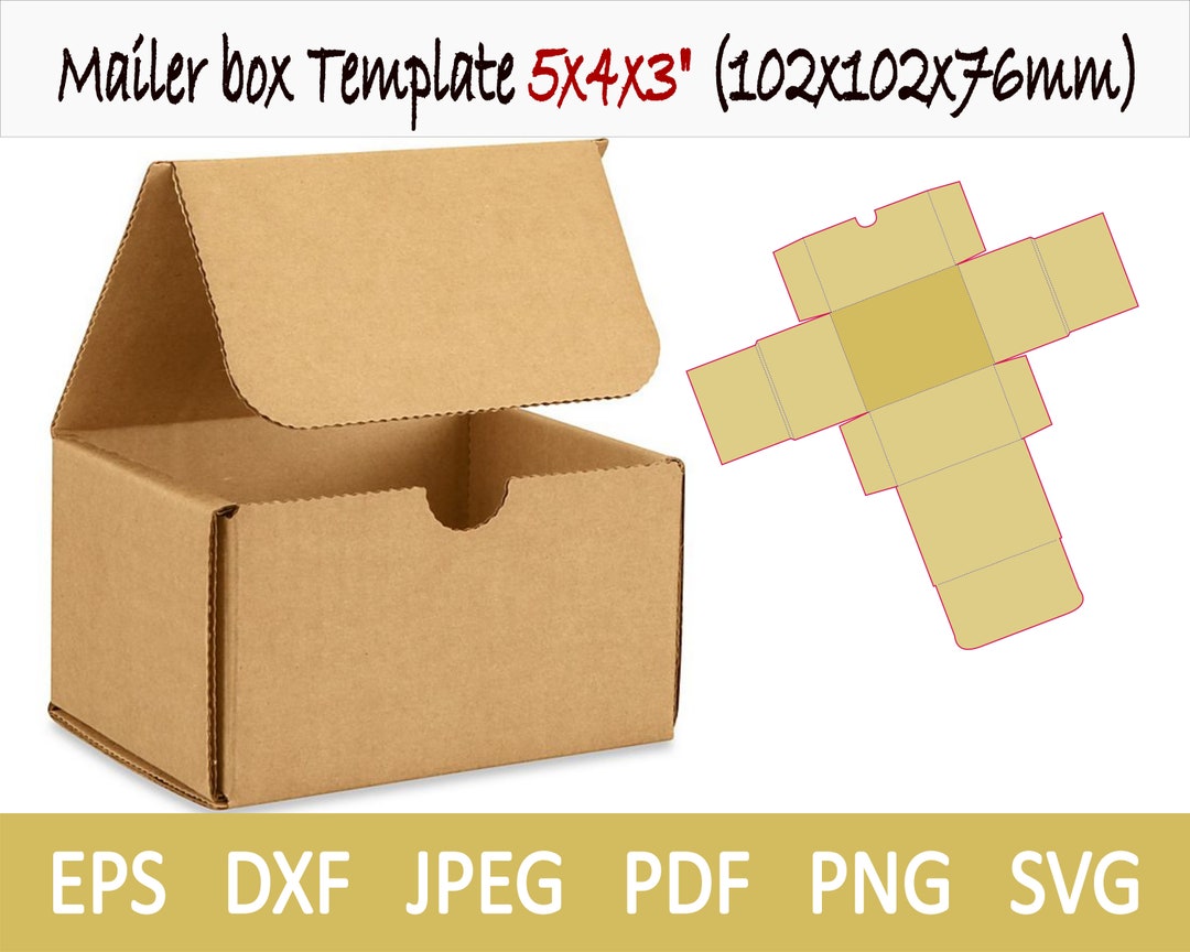 Template of Box Mailer 5x4x3 - Etsy