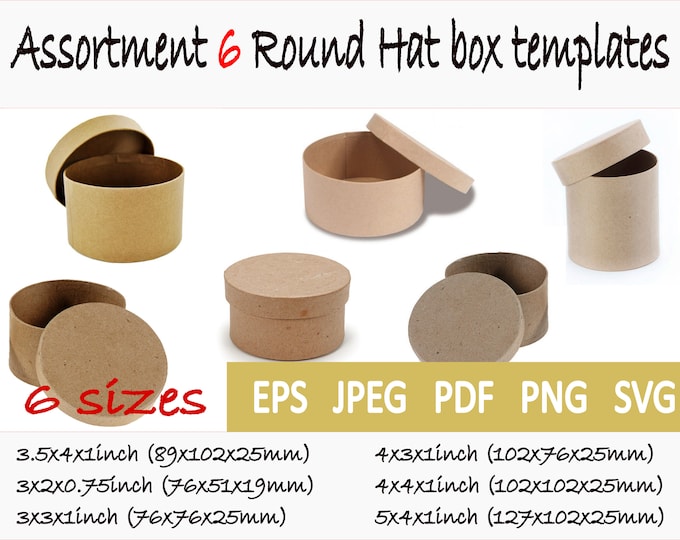 Round Box With Lid Template, Hat Gift Box, Circle Box, Round Gift Box ...