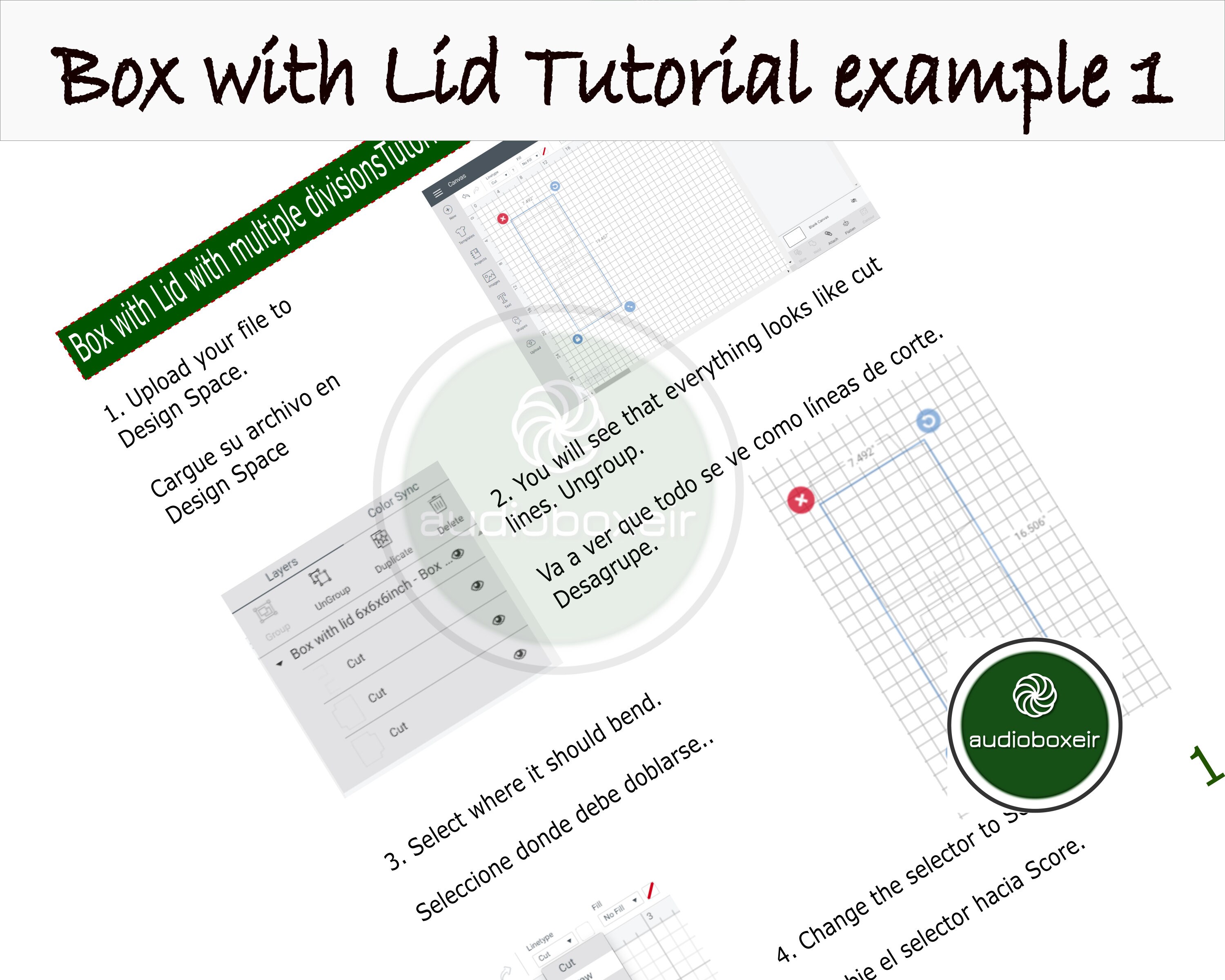 Template of Box With Lid 8x8x3 - Etsy