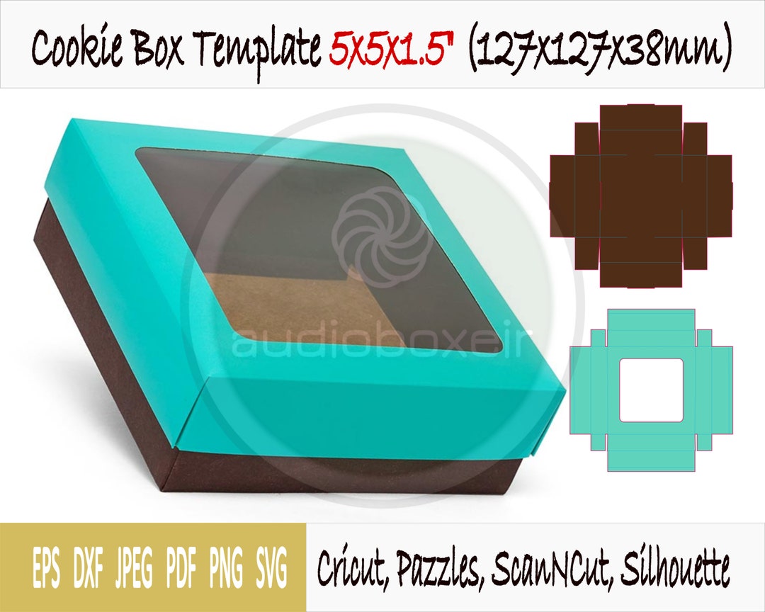 Template of Box for Cookie With Square Window (5"x5"x1.5") - Etsy