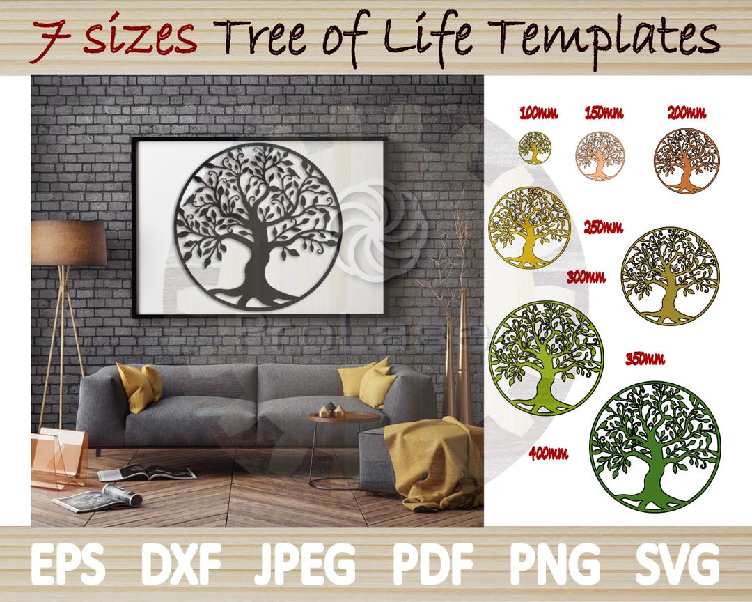 7 Sizes Laser-cut Tree of Life: Instant Download for Easy Assembly and ...