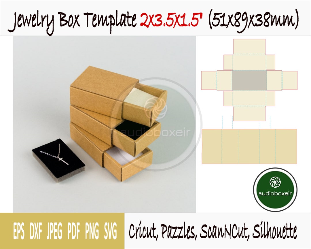 Template of Box for Jewelry With Sleeve (2"x3.5"x1.5") - Etsy