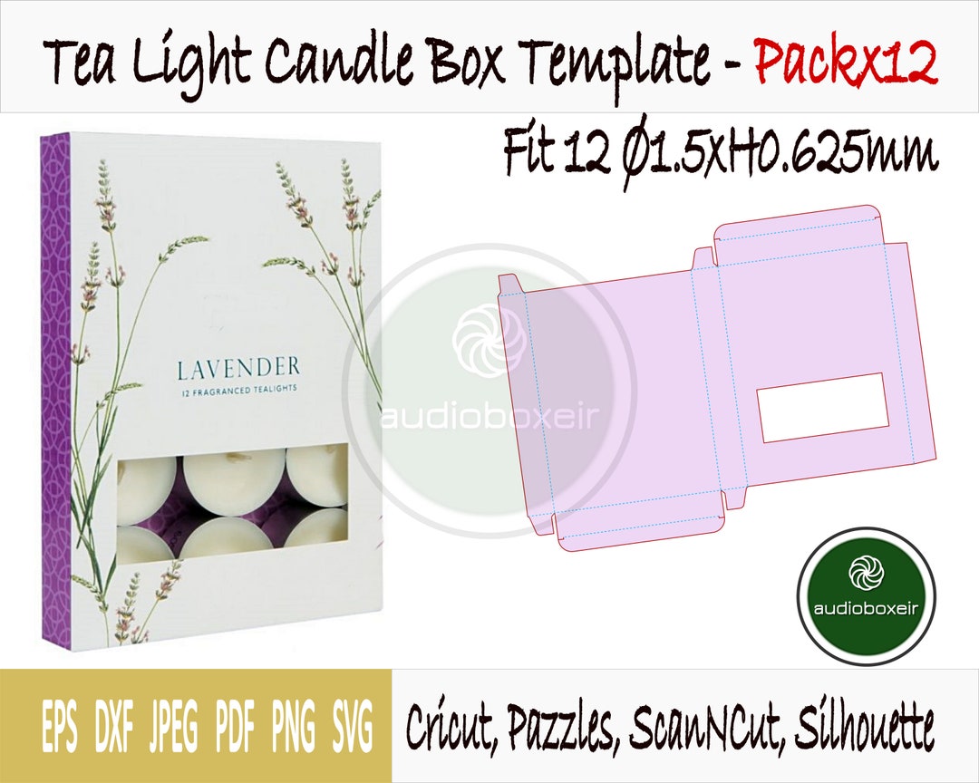 Template of Box for Tea Light Candle - Holds 12 Candles 1.5"x0.625" - Etsy