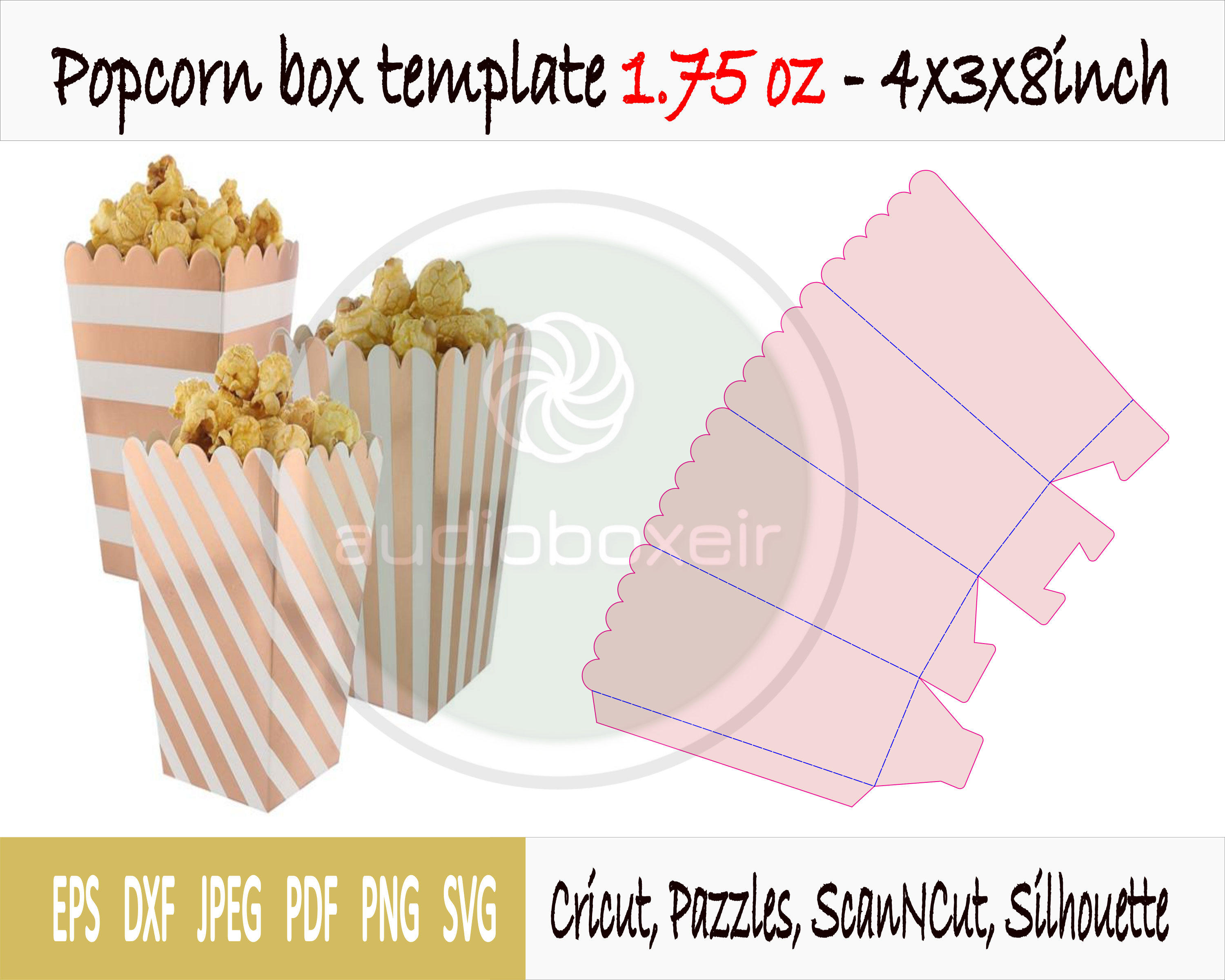 Popcorn Box Template Cricut