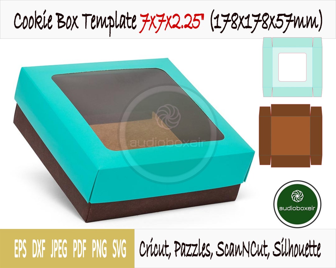 Template of Box for Cookie With Square Window (7"x7"x2.25") - Etsy