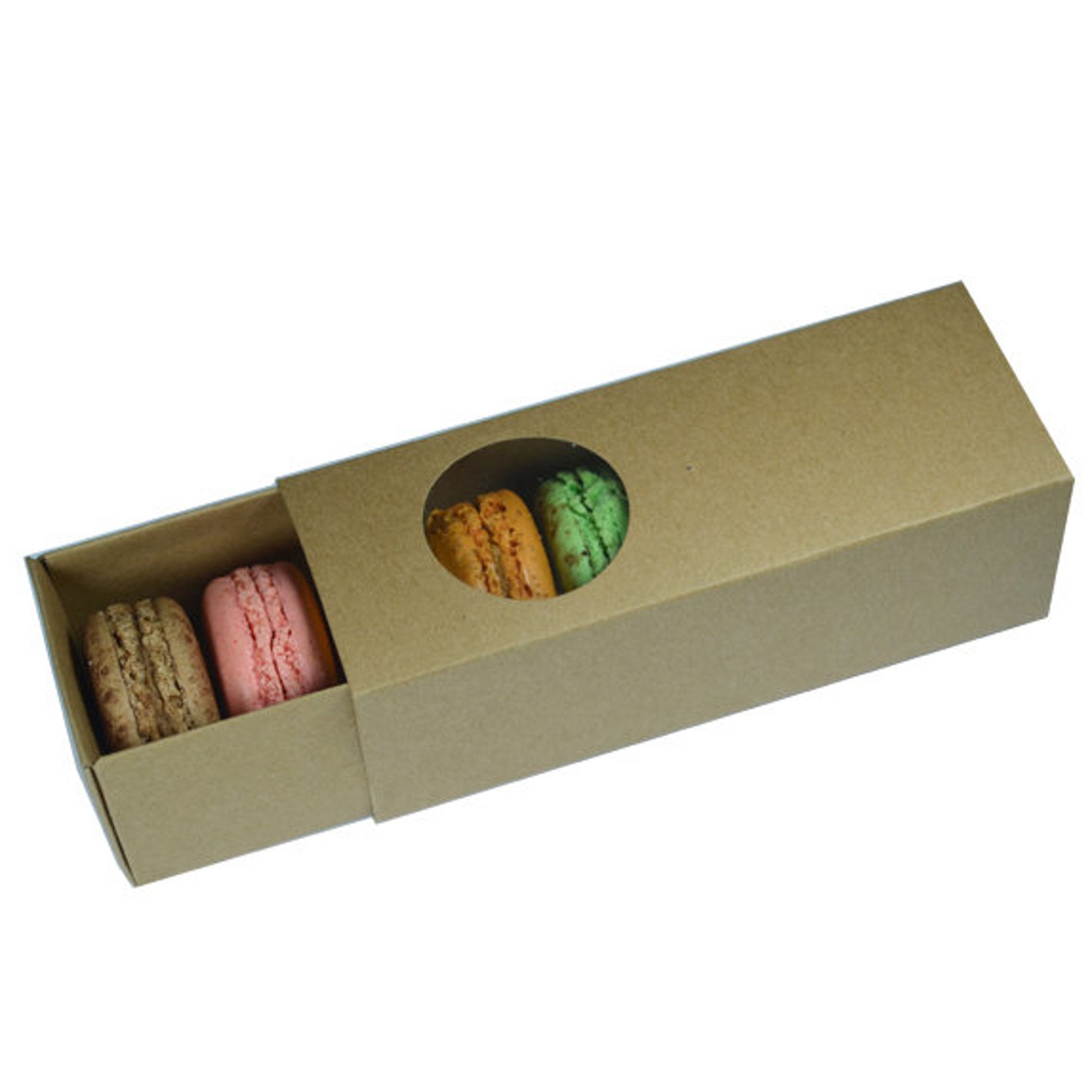 Template of Box for Macaron With Sleeve Round Window and 6 - Etsy