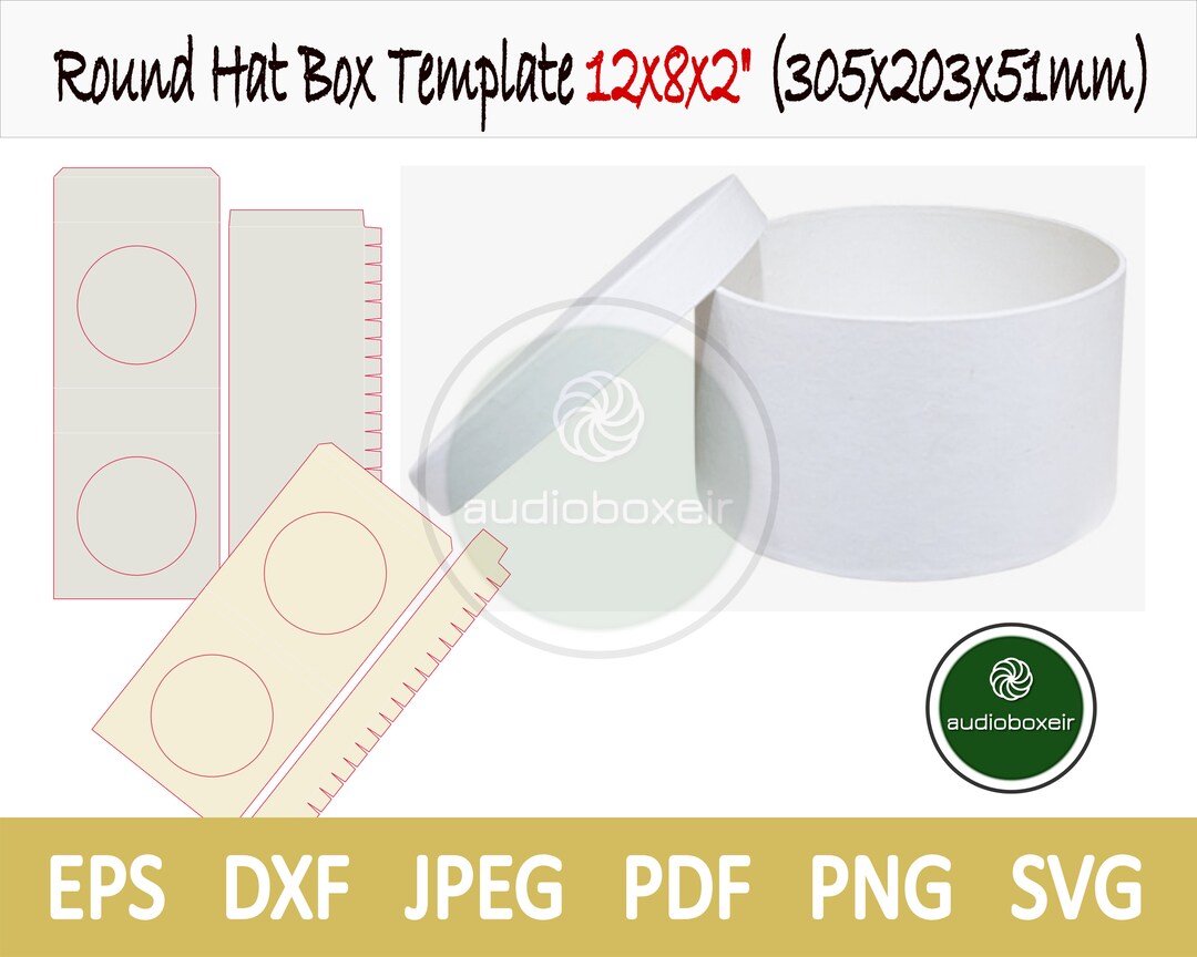 Template of Box for Round Hat (12"x8"x2") - Etsy