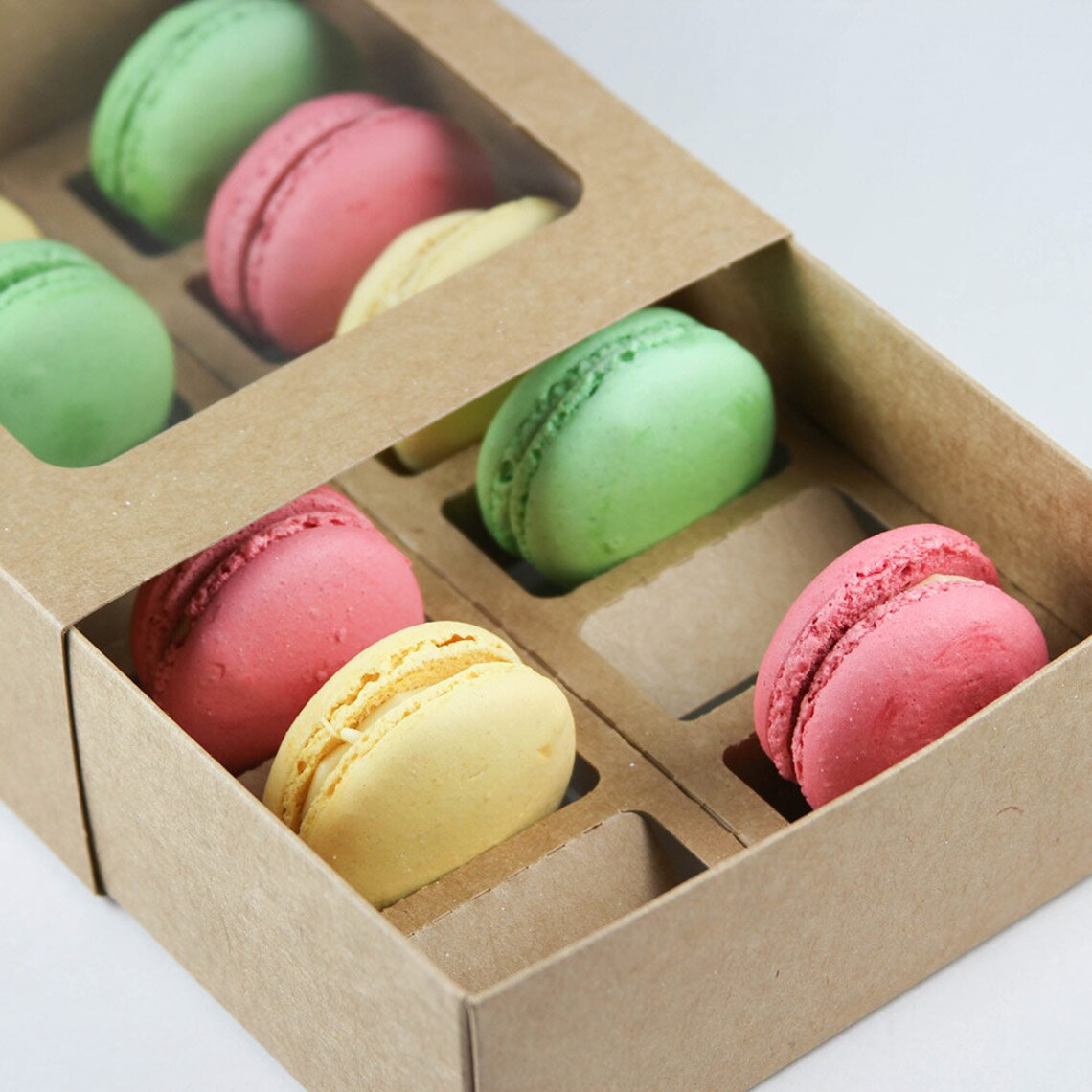 Template of Box for Macaron With Sleeve Half Window and 12 - Etsy
