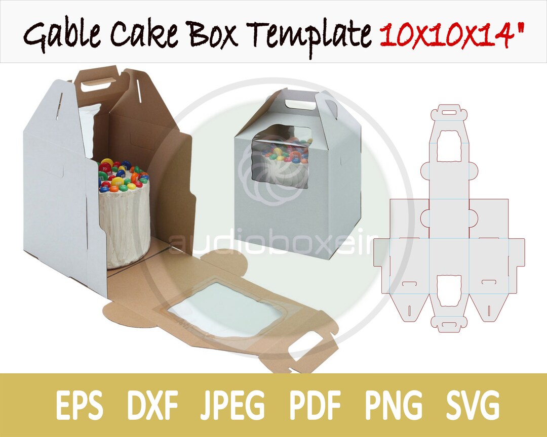 Template of Box for Cake Gable Style (10"x10"x14") - Etsy