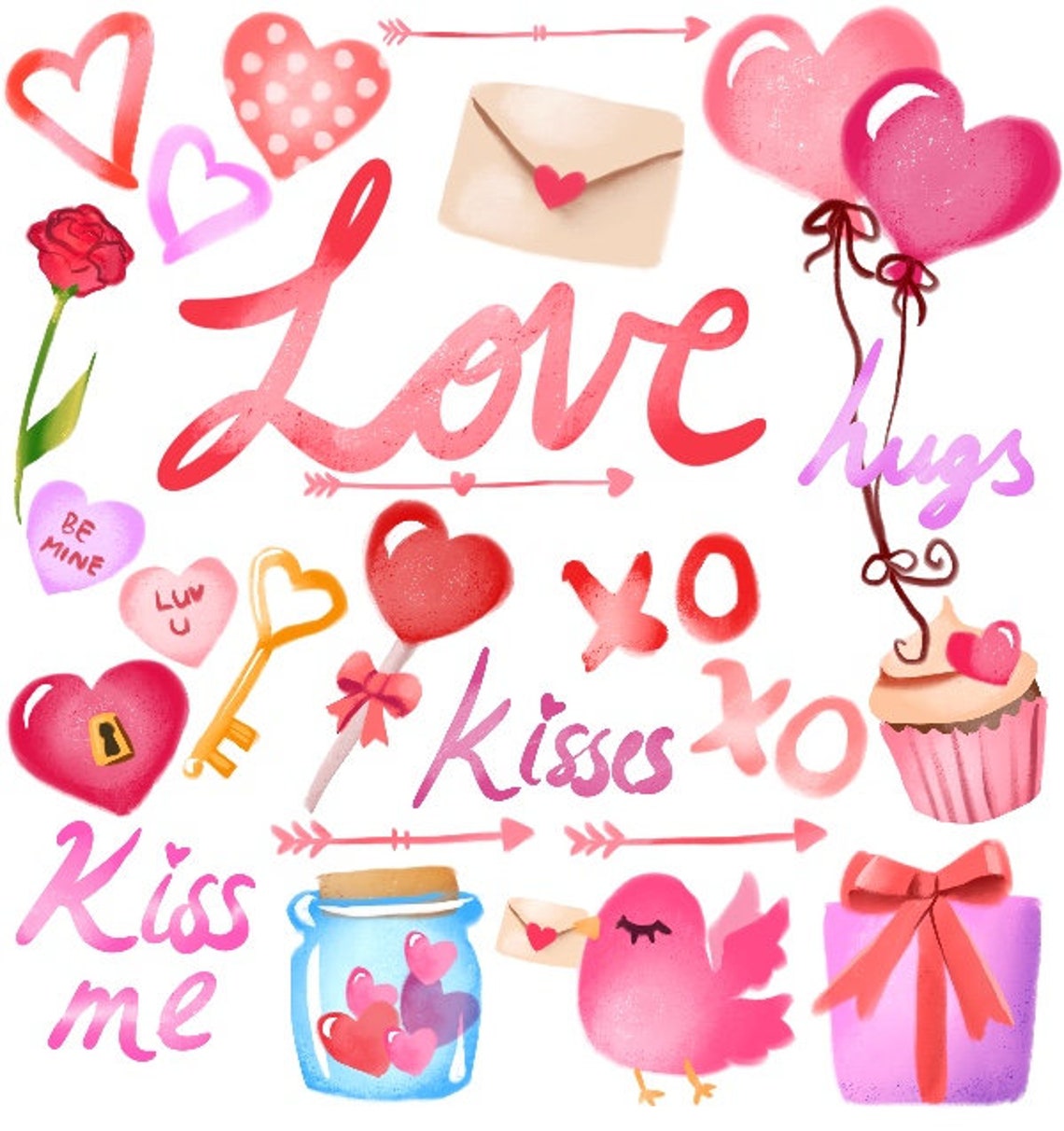 Watercolor Valentine's Day Clipart | Digital Instant Download PNG Files ...