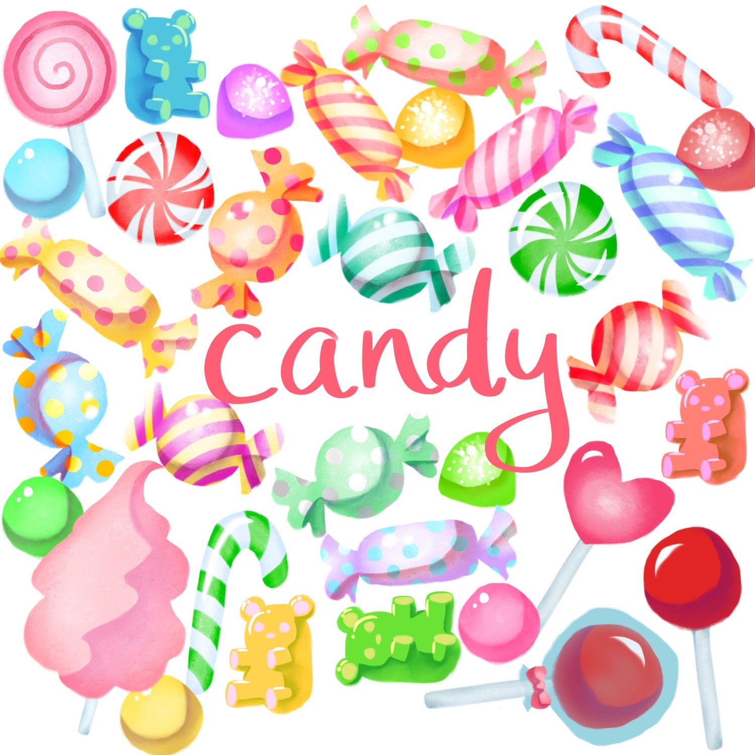 Watercolor Candy Clipart | Candies, Lollipop, Candy Clipart, Sweets ...