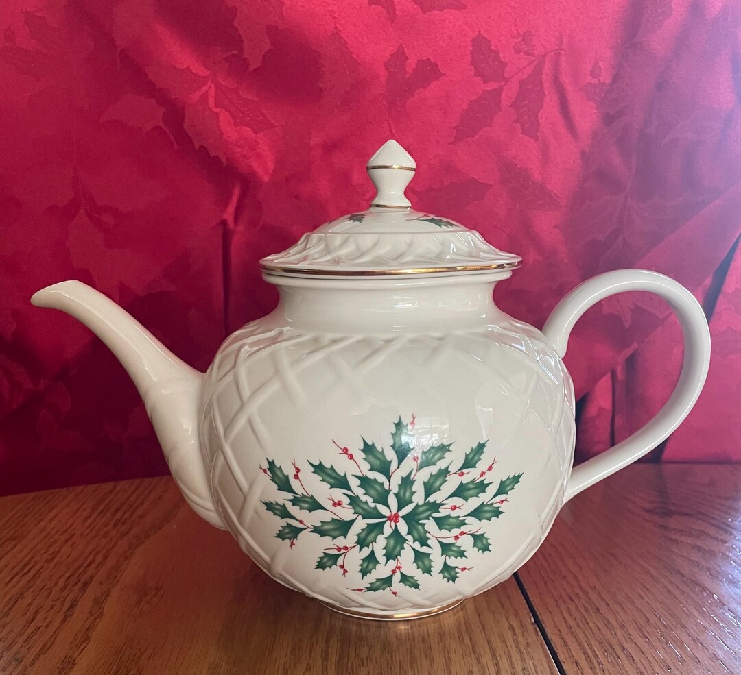 Lenox Holiday Teapot With Lid Gold Trim - Etsy