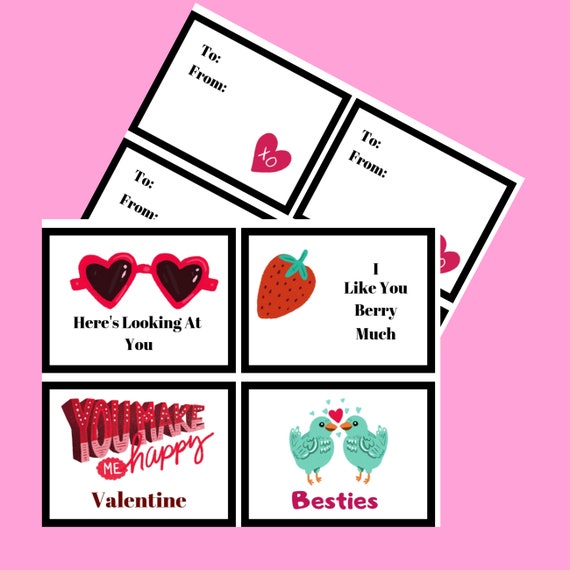 Print at Home Classroom Valentines Cards - Etsy