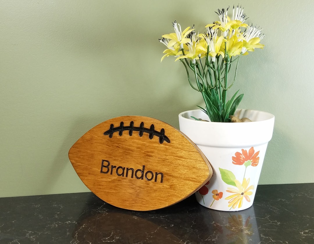 Football Name Sign, Child Football Name Sign, Wood Football Sign ...