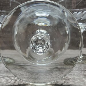 Set of 6/mid Century Modern/libbey Wheat Champagne/low Sherbert Glasses/gray Cut/etched Floral ...