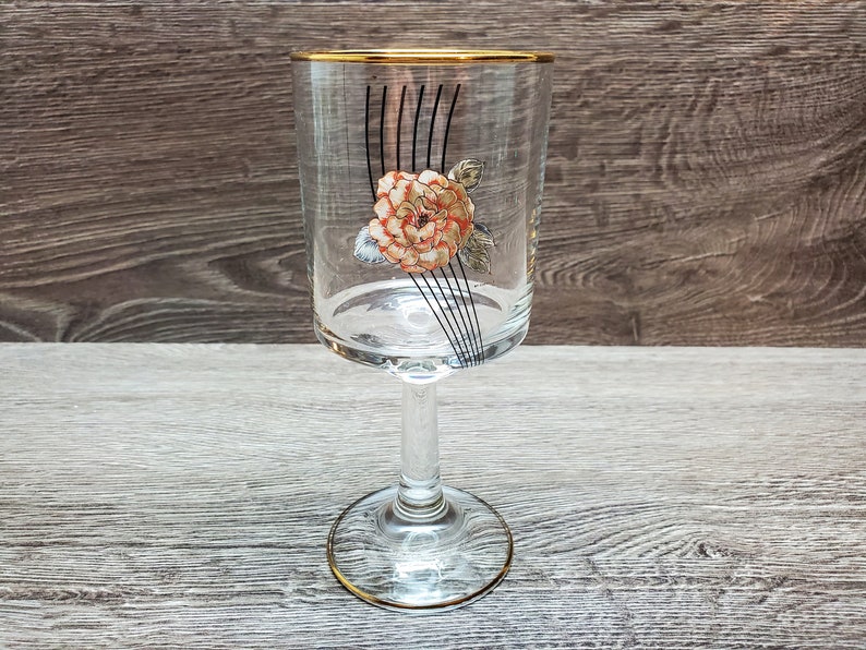 Vintage Rose Bouquet Wine Glass/pink Roses/gold Rim/water - Etsy