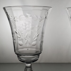 Set of 4/vintage Seneca Water Goblet/floral Cut/vertical Optic/lead ...