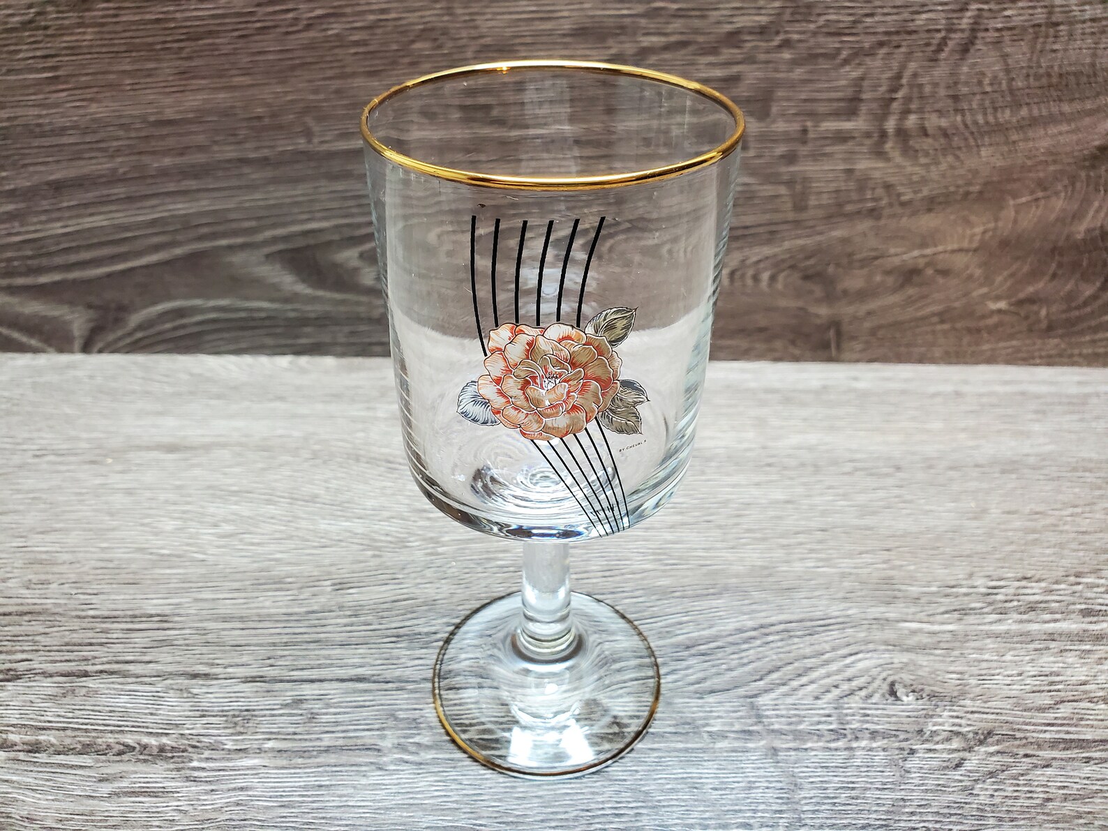 Vintage Rose Bouquet Wine Glass/pink Roses/gold Rim/water - Etsy