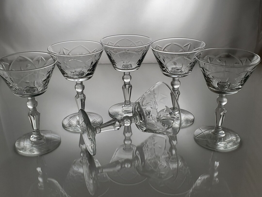 Set of 6/vintage Rock Sharpe Luxury Champagne/tall Sherbert Glasses/mid Century/stem 3006/1940s ...