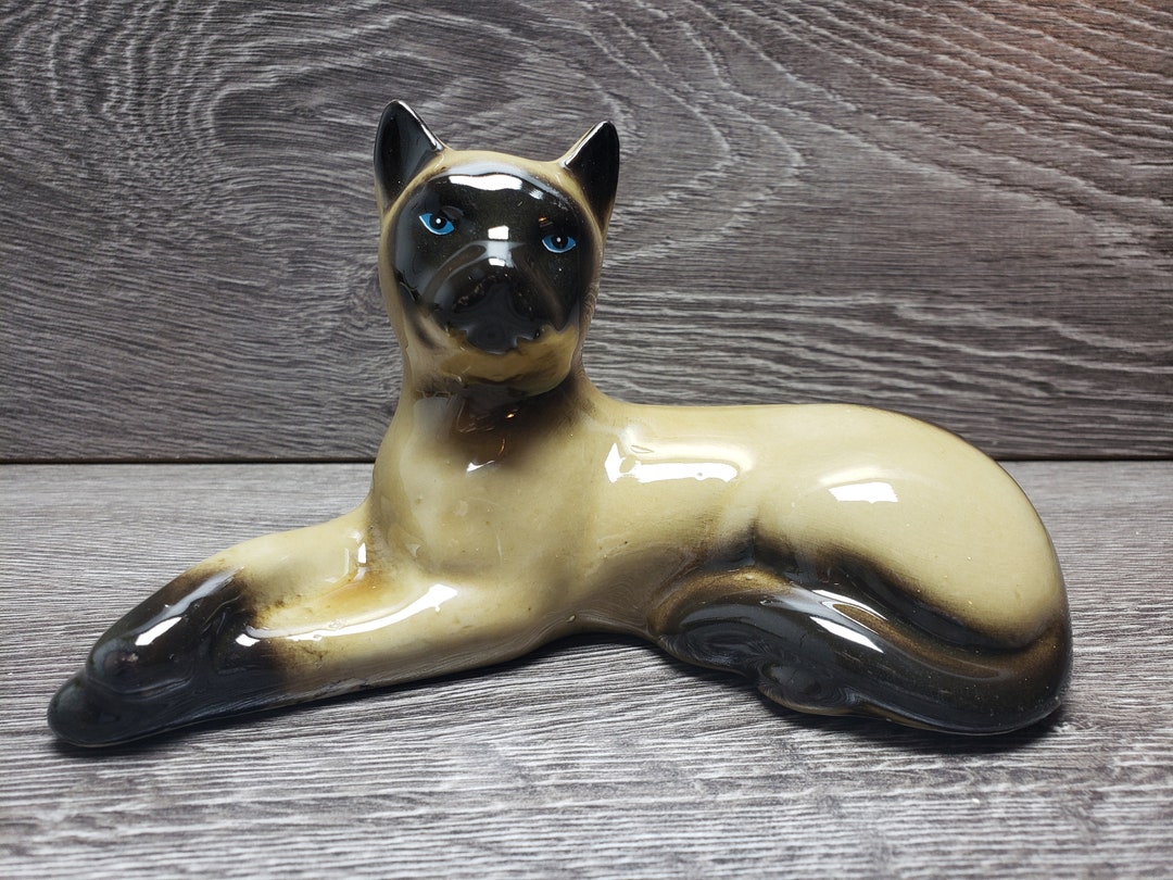 Vintage Ceramic Siamese Cat/custom Hand Painted/brazilian Siamese Cat ...