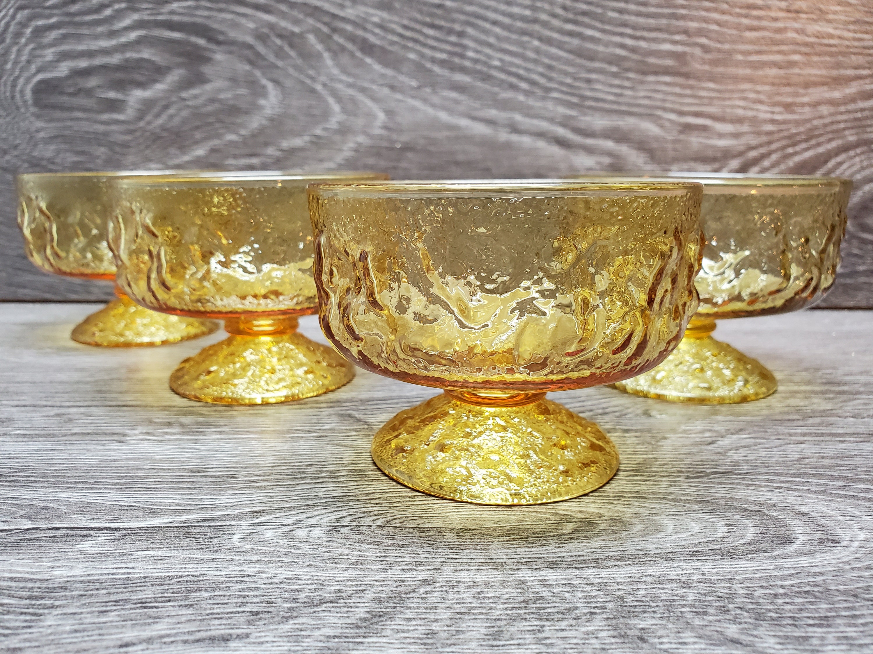 Vintage Set of 4/anchor Hocking/milano Amber Sherbert | Etsy