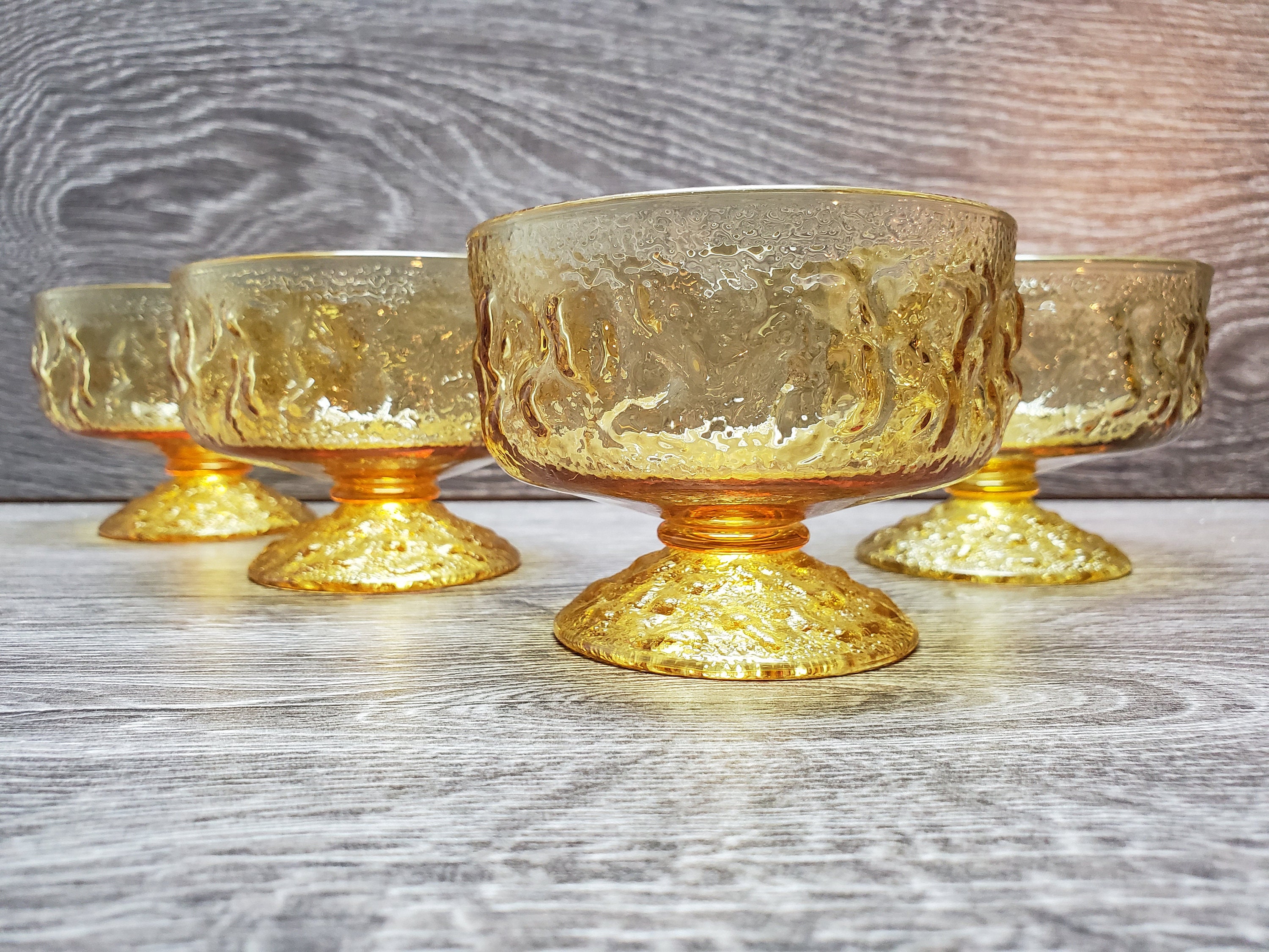 Vintage Set of 4/anchor Hocking/milano Amber Sherbert | Etsy