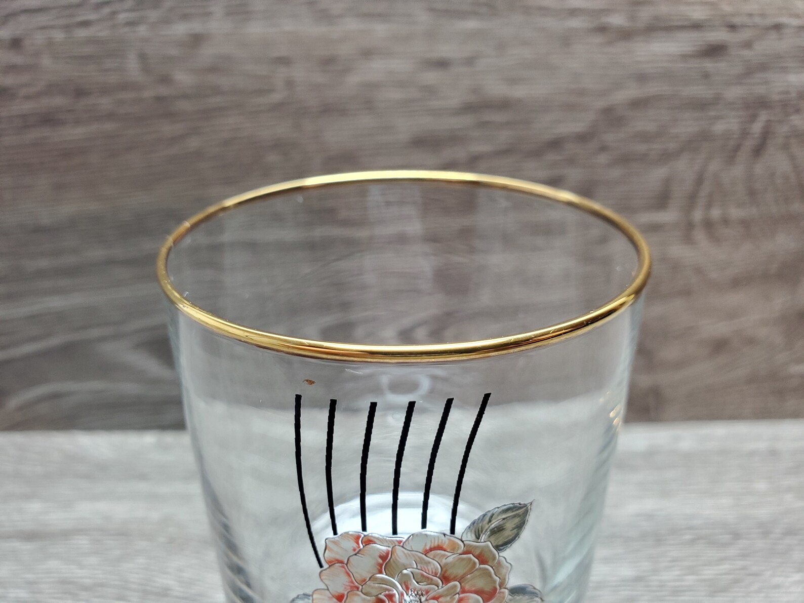 Vintage Rose Bouquet Wine Glass/pink Roses/gold Rim/water - Etsy