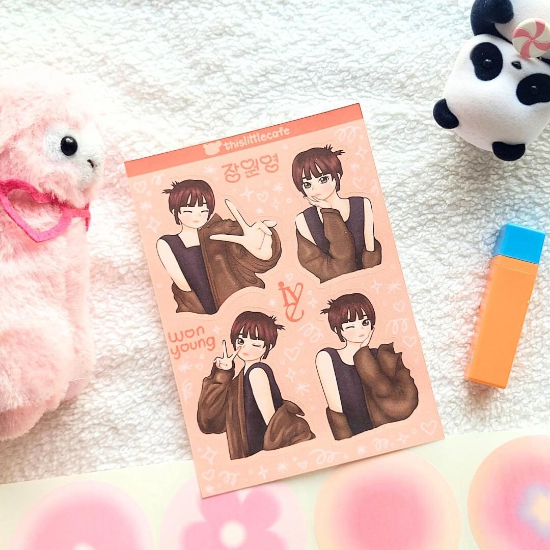 WONYOUNG STICKER Sheet | IVE Girl Group Cute Chibi Characters | Kpop K ...