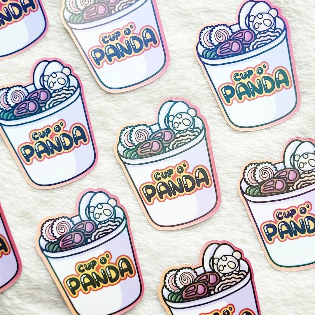PANDA RAMEN STICKERS Kawaii Panda Cute Ramyeon Food Noodles Nilla ...