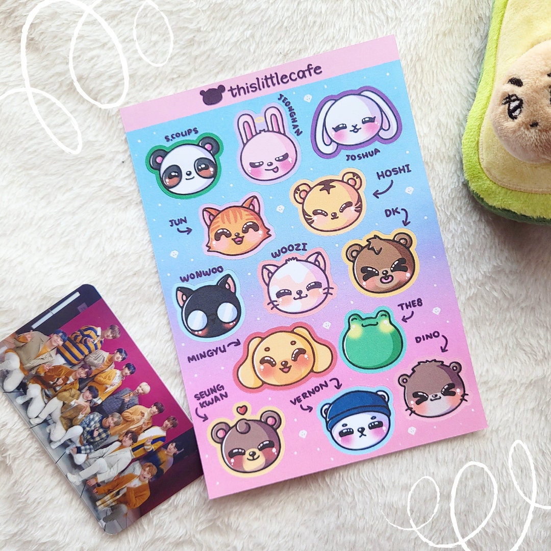Seventeen Animal CHIBI STICKER Sheet Svt Kpop K-pop Deco, Decor ...
