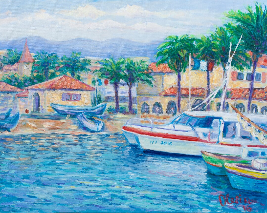 French Riviera Impressionist Painting Original / Landscape Oil Painting ...
