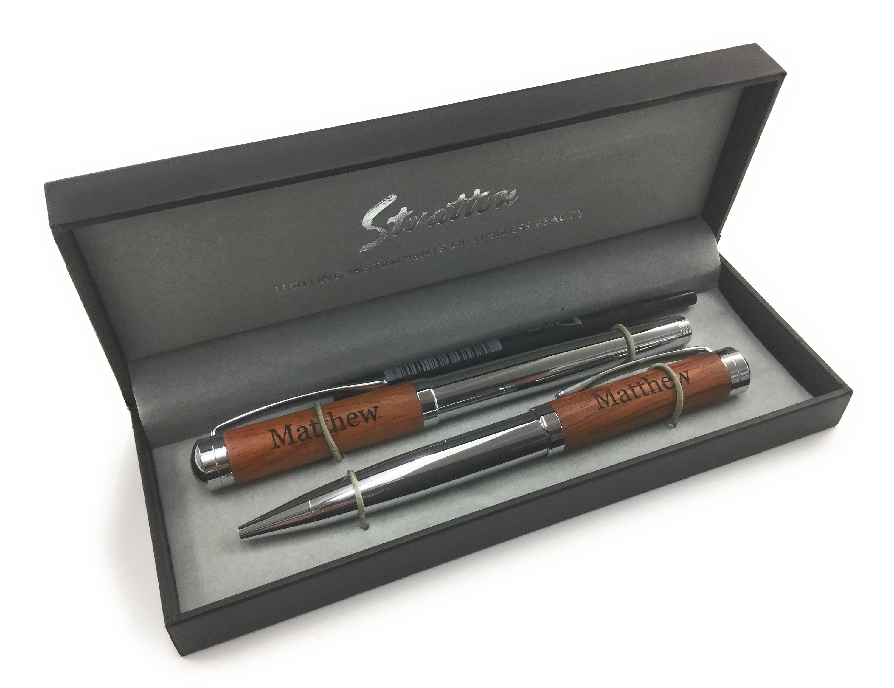 Personalised Wooden Roller Ball & Ball Point Pen Set Custom | Etsy