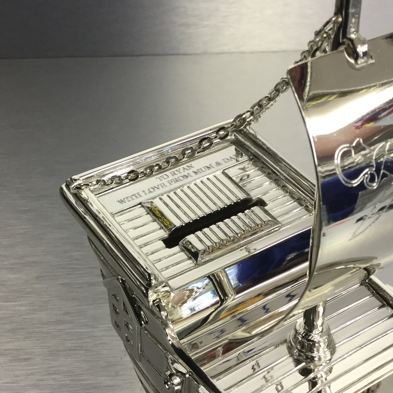 Personalised Silver Plated Pirate Ship Moneybox New Born Baby - Etsy UK
