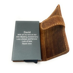 Personalised Luxury RFID Slim Pop Out Ejector Card Oiled Tan Card ...