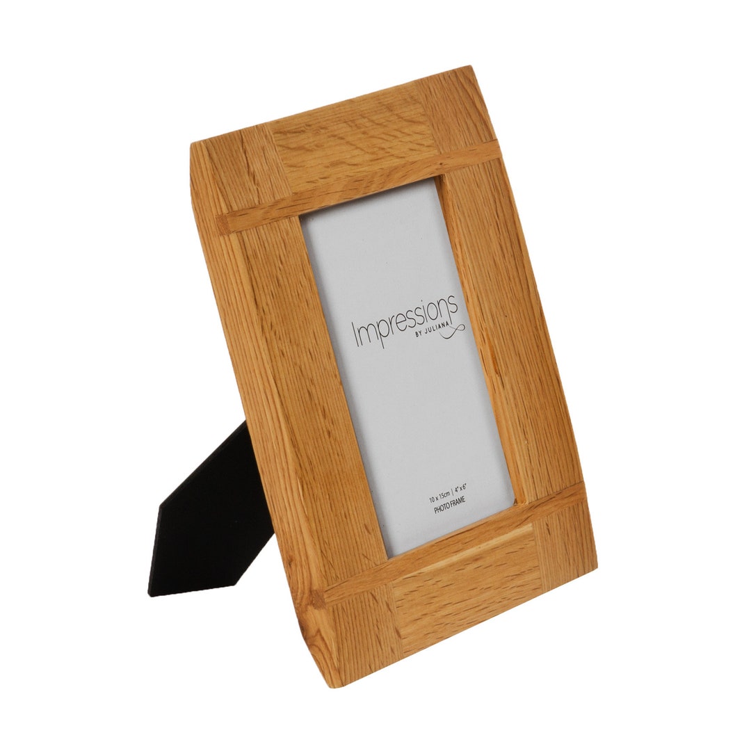 Personalised 5 X 7 Oak Wood Effect Cross Batons Picture Frame Wedding ...