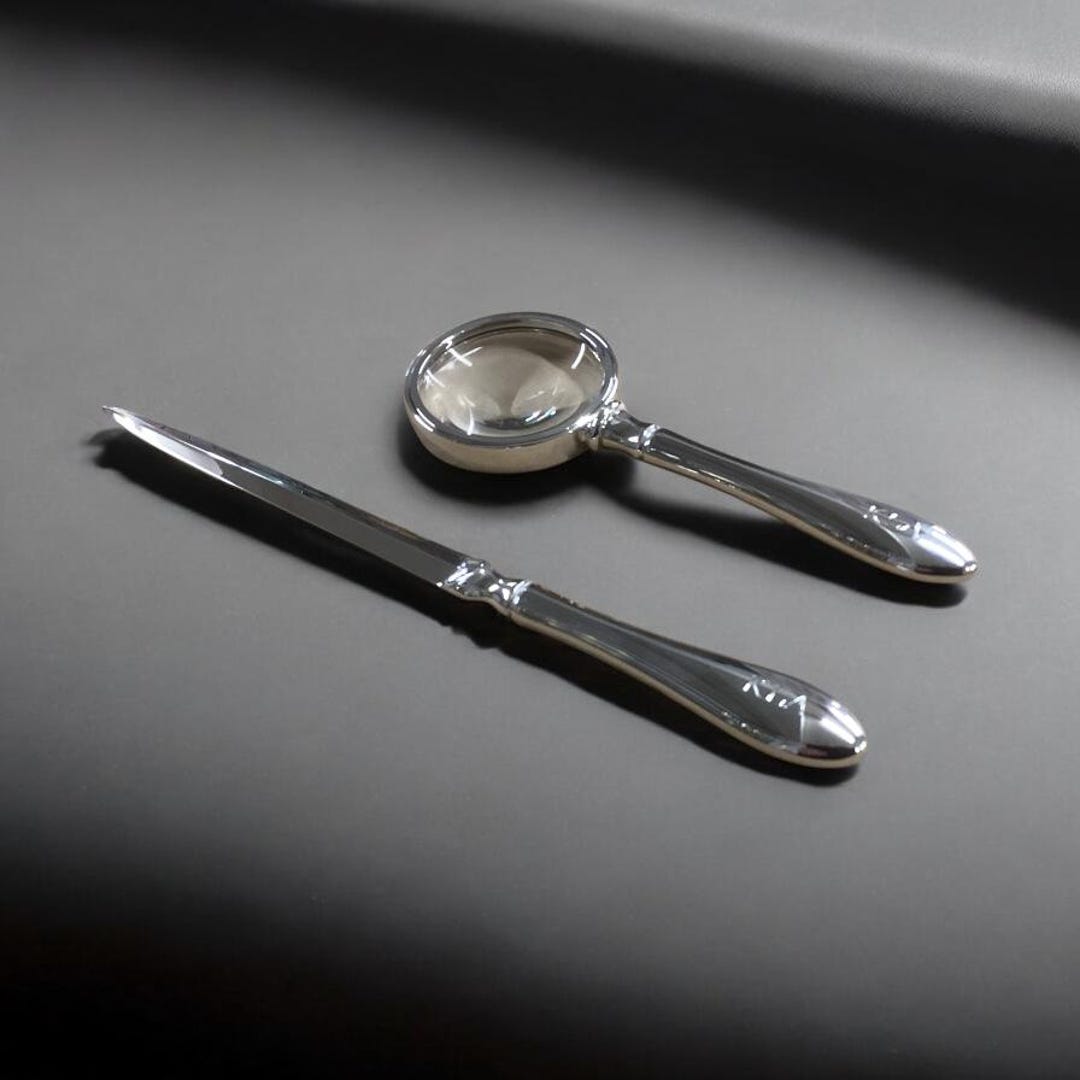 Personalised Silver Magnifying Glass and Letter Opener Gift Set ...