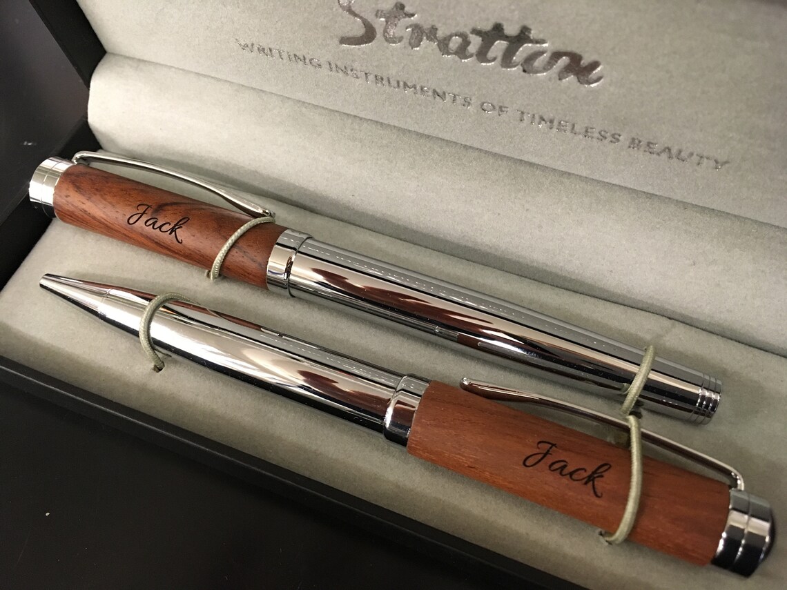 Personalised Wooden Roller Ball & Ball Point Pen Set Custom | Etsy