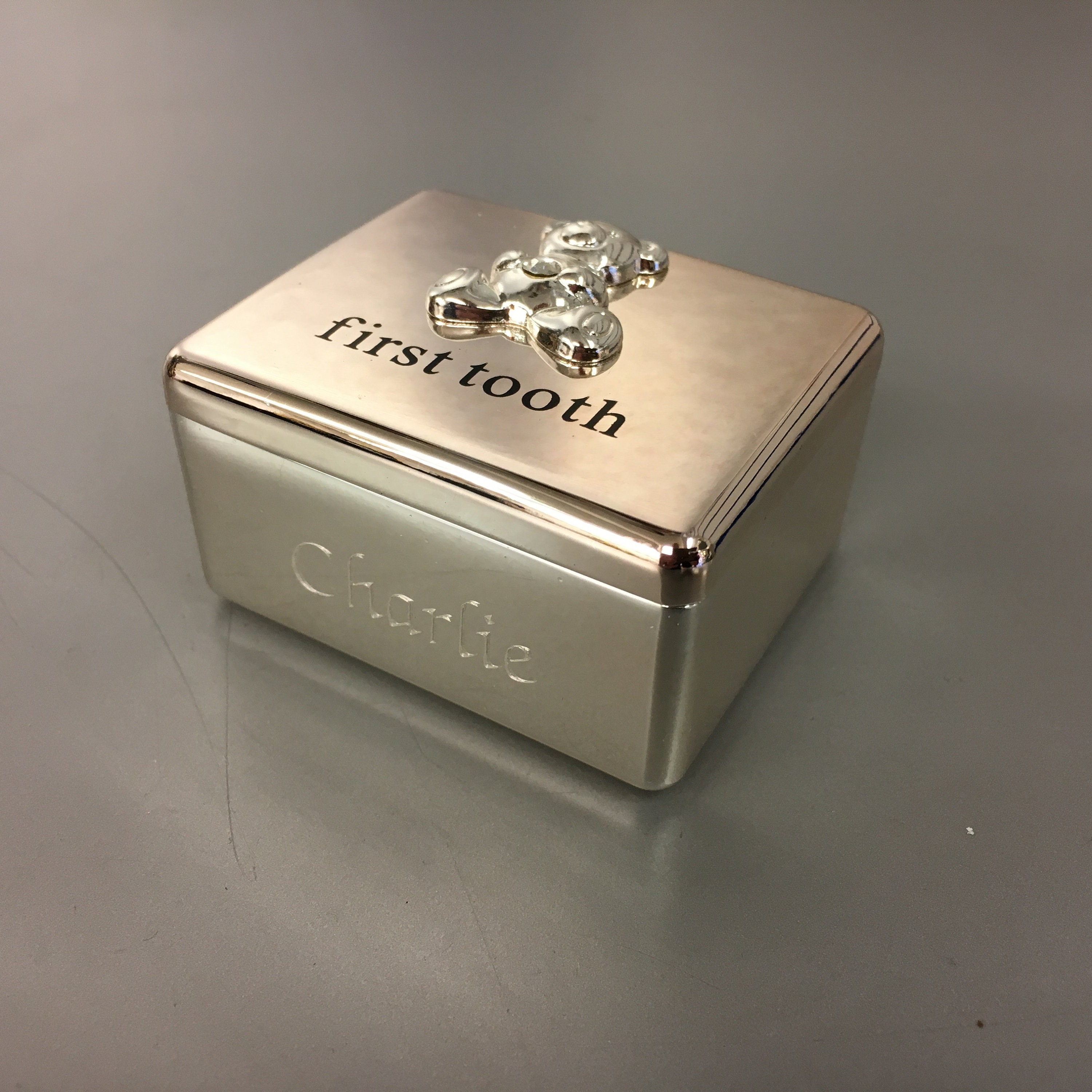 Personalised First Tooth Teddy Bear Keepsake Box- Engraved Christening ...