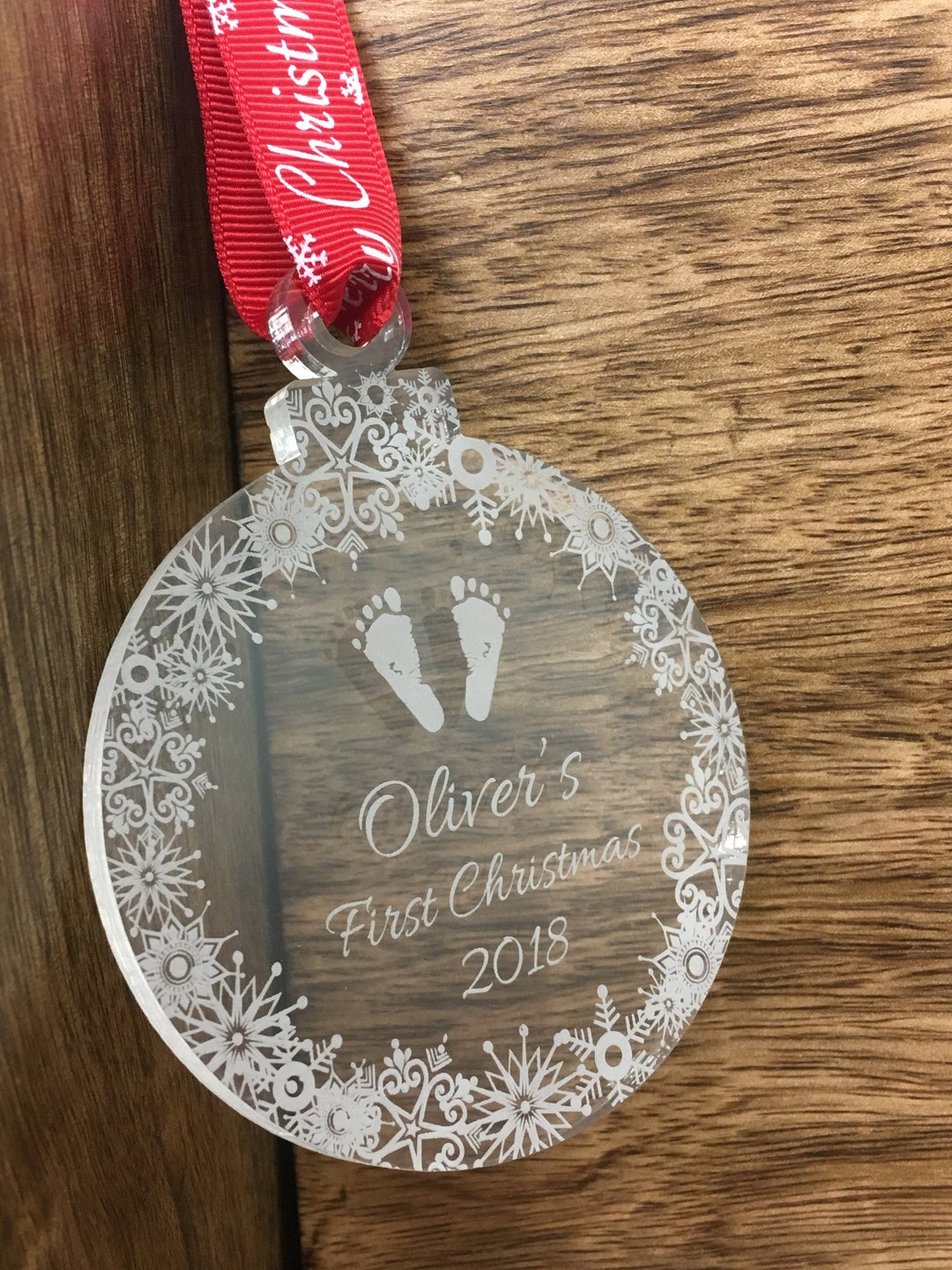 Personalised Christmas Baby Tree Bauble Decoration - Baby's First ...